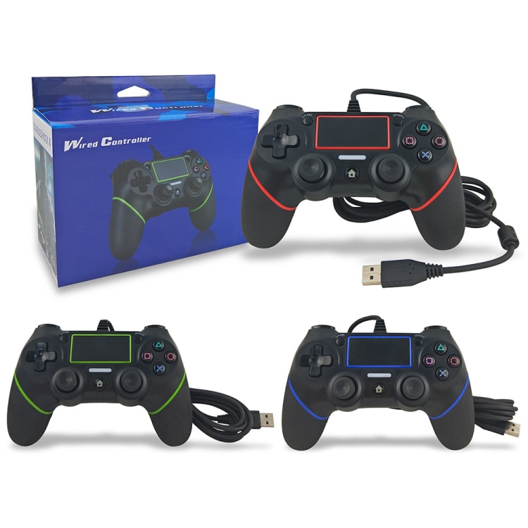 PS4 Wired Game Controller - Black Blue | Bigupgadgets