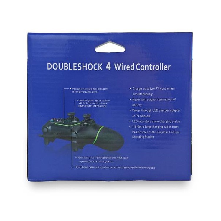 PS4 Wired Game Controller - Black Blue | Bigupgadgets