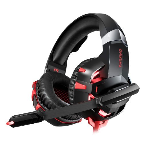 ONIKUMA K2A Gaming Headset with Mic & LED Lights (Black Red) | Bigupgadgets