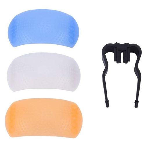 3 Colors Pop-up Flash Diffuser Kit with White, Blue, Orange Filters ...